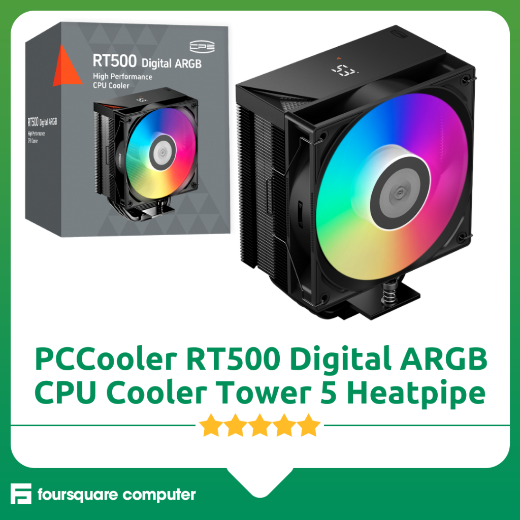 Jual PCCooler RT500 Digital Air ARGB CPU Cooler Tower 5 Heatpipe Display Monitor Black | Shopee ...
