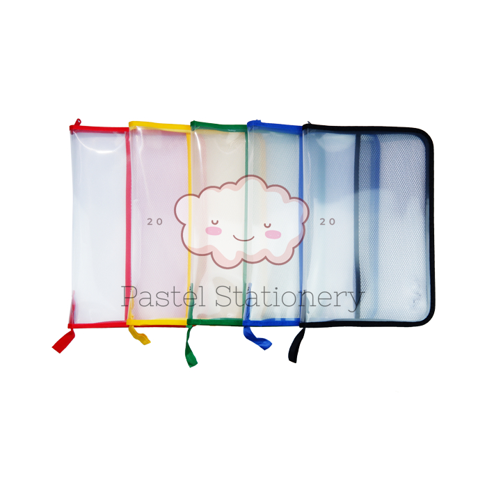 Jual Map Plastik Jala Resleting F4 Zipper School Office Bag File - Tas ...