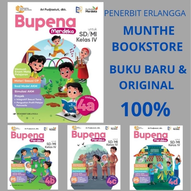 Jual Buku Bupena Merdeka Volume 4A 4B 4C 4D Kelas 4 SD/MI Penerbit Erlangga Kurikulum Merdeka Km ...