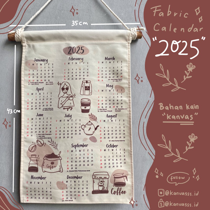 Jual Fabric Calendar 2025/kalender kain 2025/kalender kain/kalender ...