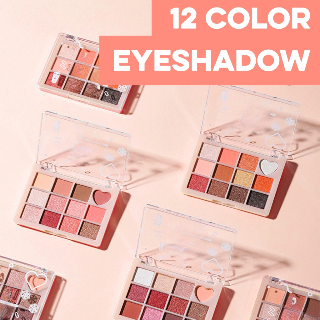 Jual Eyeshadow 12 Colors Free Brush Waterproof Pallete Eye Shadow LA243 ...
