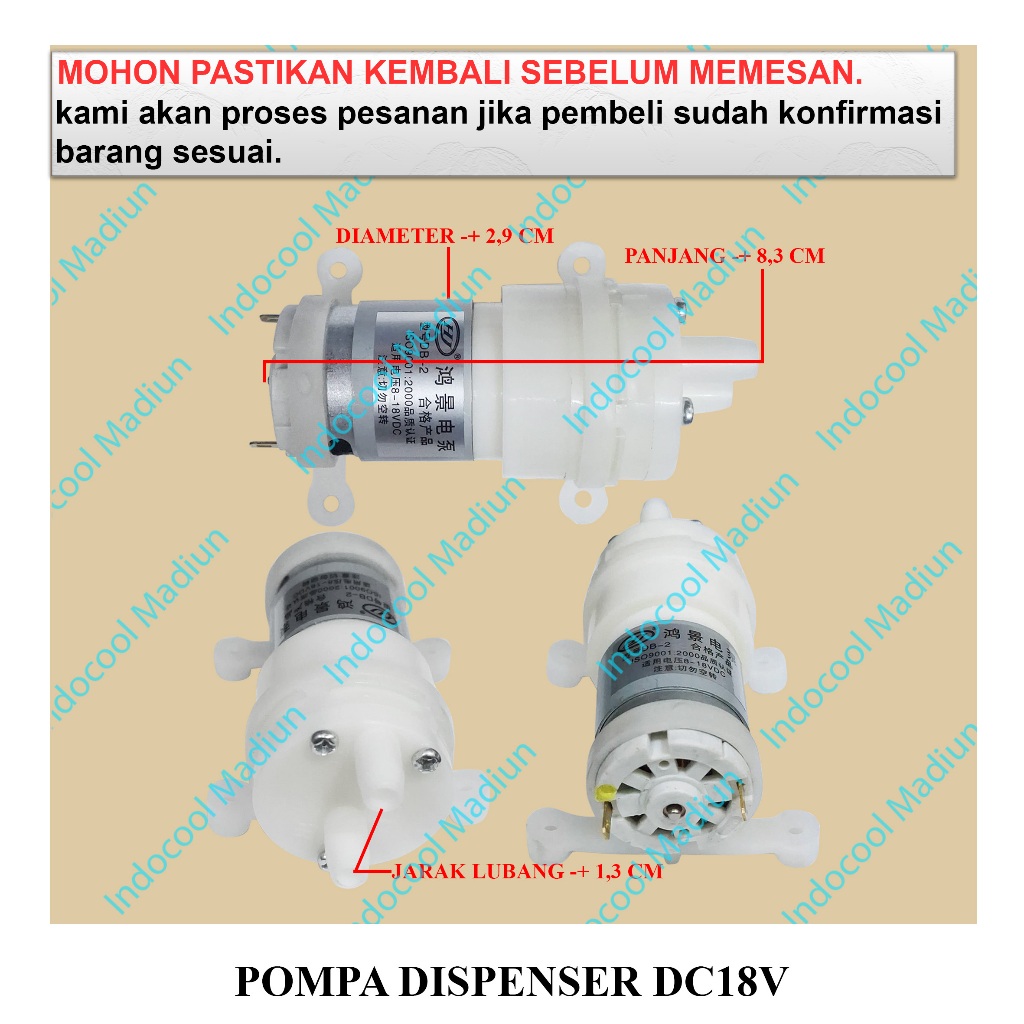 Jual PD18V WATER PUMP / DINAMO POMPA DISPENSER GALON BAWAH / POMPA ...