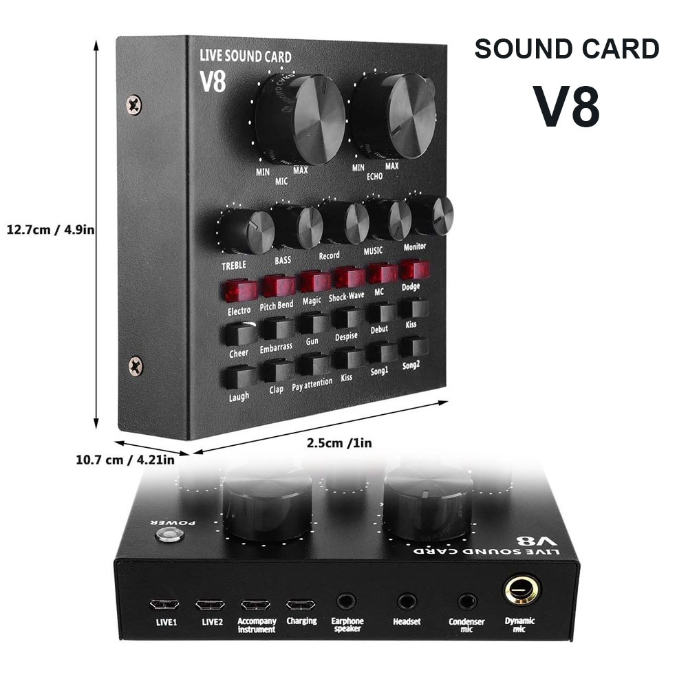 Jual V8 a External Sound Card USB Mixer Audio Live Broadcast Karaoke | Shopee Indonesia