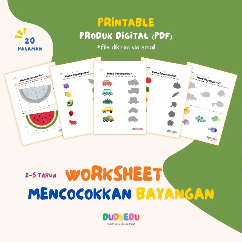 Jual Printable Worksheet Mencocokkan Bayangan (2-5 Tahun) | Shopee ...