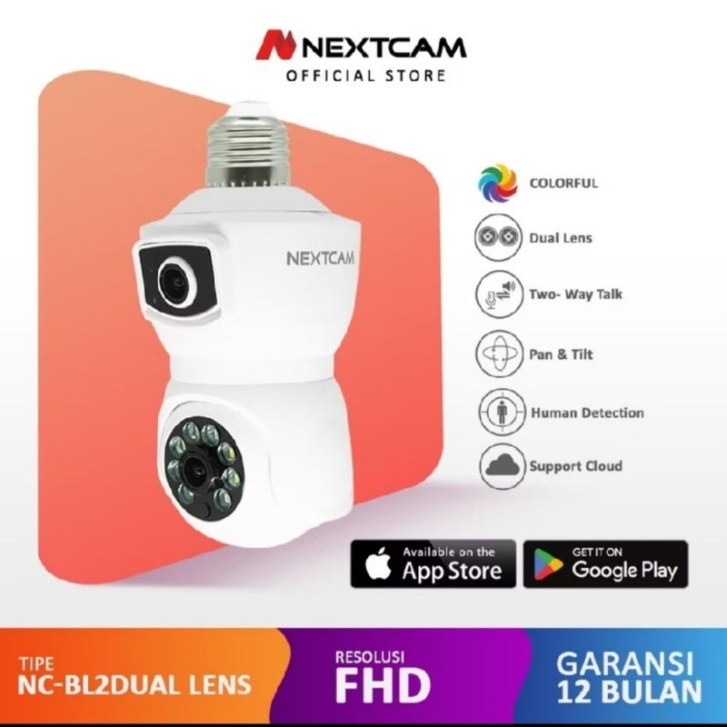 Jual NEXTCAM Kamera CCTV Bolam, CCTV Lampu Dual Lens 2,4G Wifi PTZ 360 Kamera HP Jarak Jauh ...
