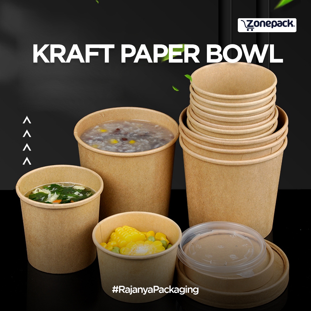 Jual Paper Bowl Kraft Coklat Laminasi | Paper Bowl 240ml 360ml 460ml 780ml 930ml | Paper Rice ...