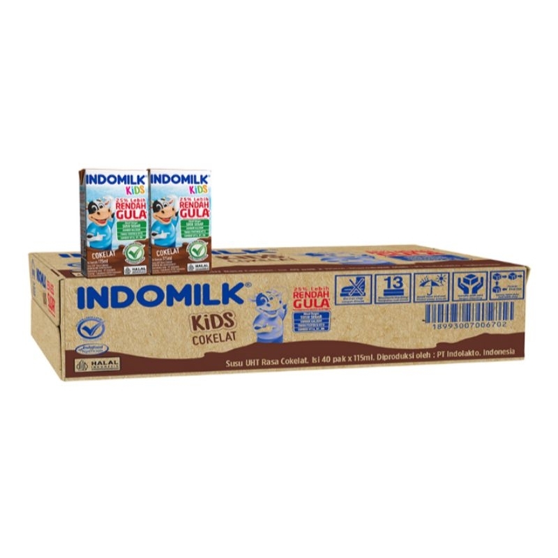 Jual Indomilk Kids Susu UHT Cokelat Rendah Gula Kotak 40 pcs x 115 ml - HARGA UNTUK 1 KARTON ...
