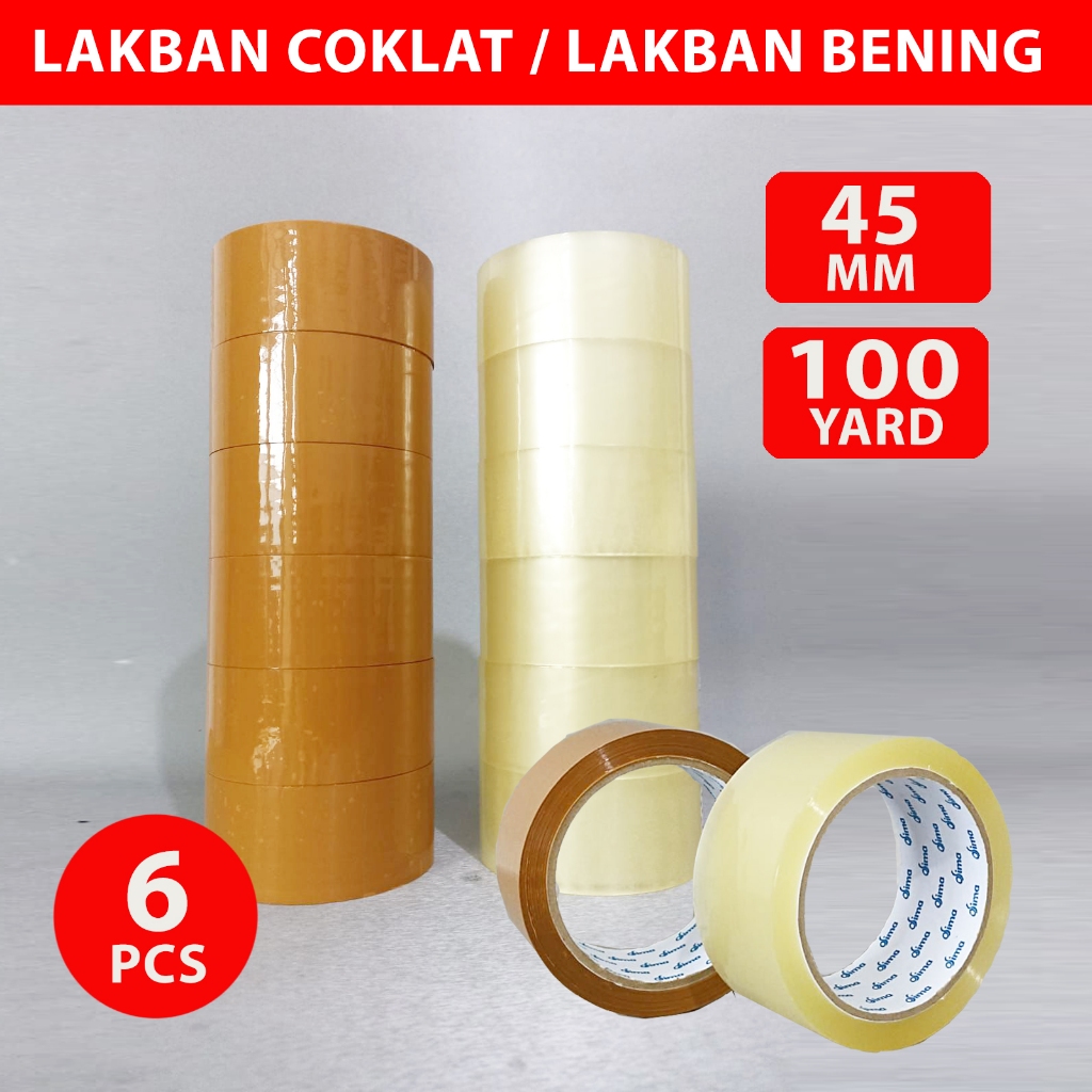 Jual Slop isi 6 pc Lakban Bening Coklat 45mmx100yard isi 6pcs (2inch x100yard) SM Online Plakban ...