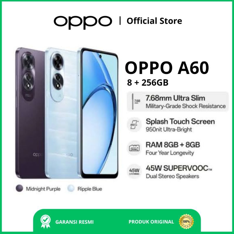 Jual Oppo A60 16GB RAM + 256GB ROM ORIGINAL GARANSI RESMI 12 BULAN ...