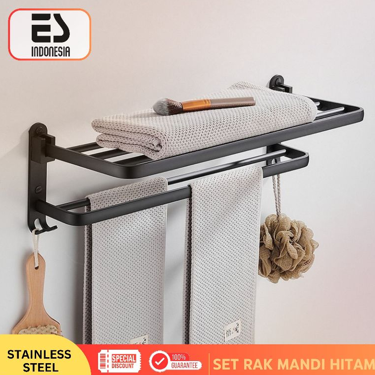 Jual ESINDO Set Rak Kamar Mandi Dan Peralatan Kamar Mandi Hitam Sikat ...