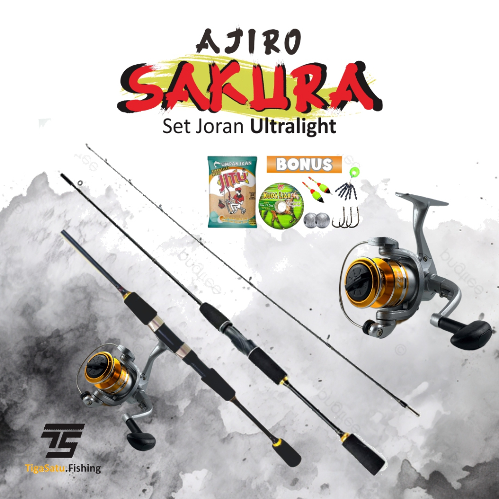 Jual Joran Ultralight Ajiro Sakura UL 2-6lb Set Pancing Reel Spool Besi ...