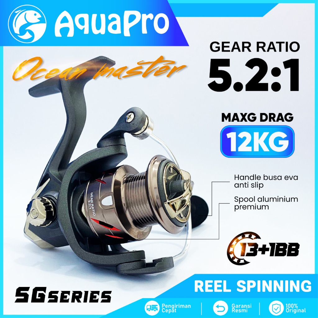 Jual Reel Pancing Spinning Series SG1500-2500 Gear Ratio 5.2:1 13BB ...