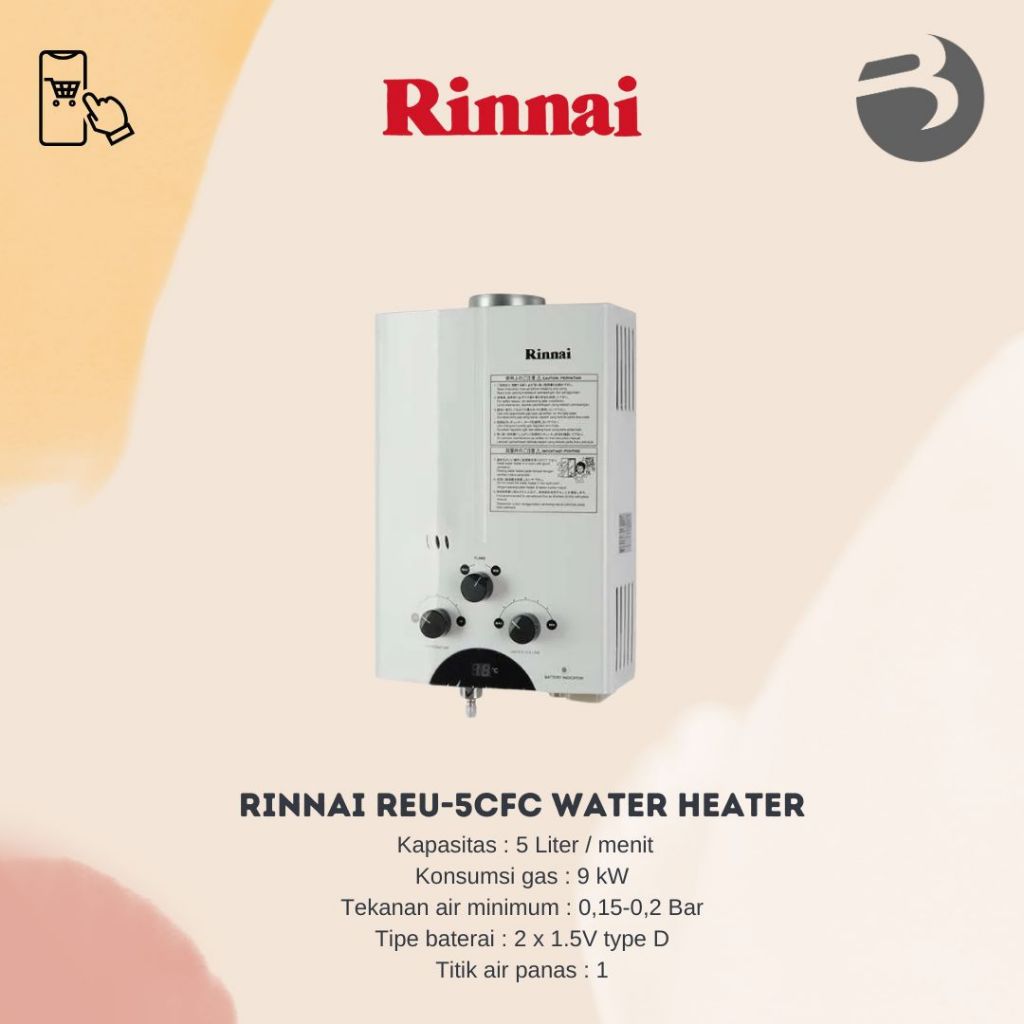 Jual Water heater gas rinnai instant 5 Liter/menit RINNAI REU-5CFC REU5CFC | Shopee Indonesia