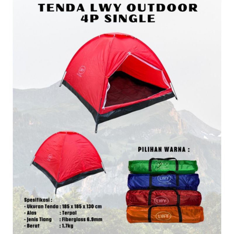 Jual Tenda Camping LWY Outdoor 4P Single Layer | Shopee Indonesia