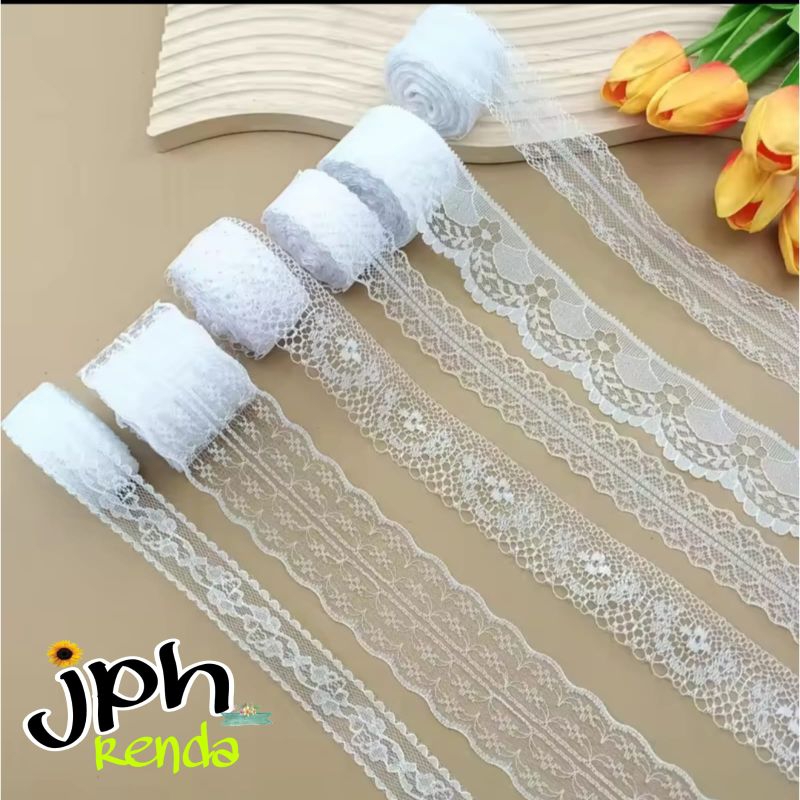 Jual Renda air, renda tile, renda tulle (per roll 15yard) | Shopee ...