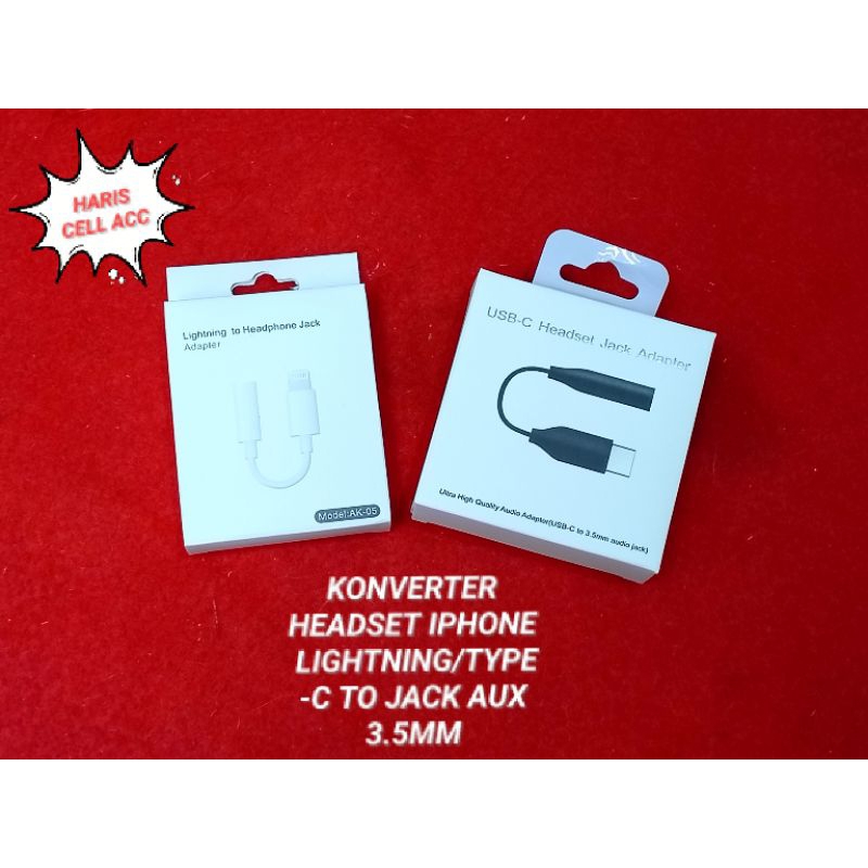 Jual KONVERTER IPHONE LIGHTNING/ TYPE-C TO JACK AUX 3.5MM SPLITTER AUDIO | Shopee Indonesia