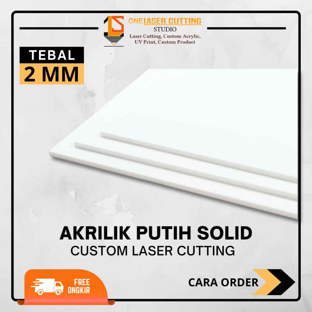 Jual Akrilik / Acrylic Lembaran Custom Putih Solid/Kapur 2 mm 3 mm Laser Cutting | Shopee Indonesia