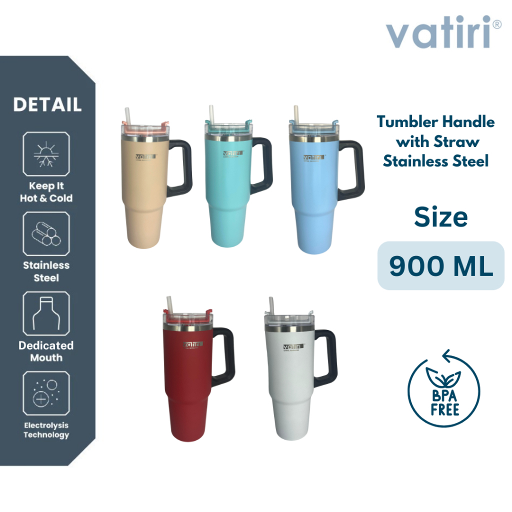Jual Vatiri Tumbler Handle Botol Minum Stainless Steel 900ml - Botol Air Minum Tumbler Food ...