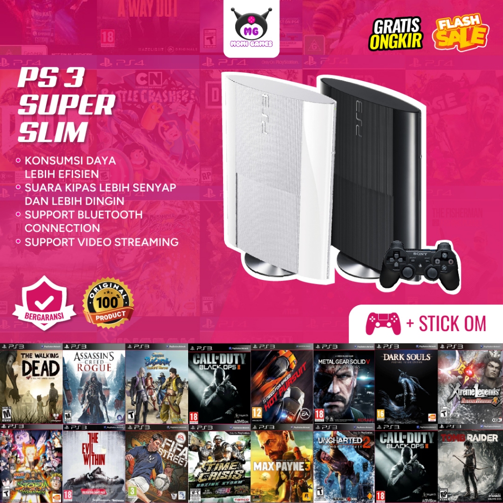 Jual PS3 PS 3 Super Slim Second Hen Kapasitas 1TB 500GB 320GB 250GB ...