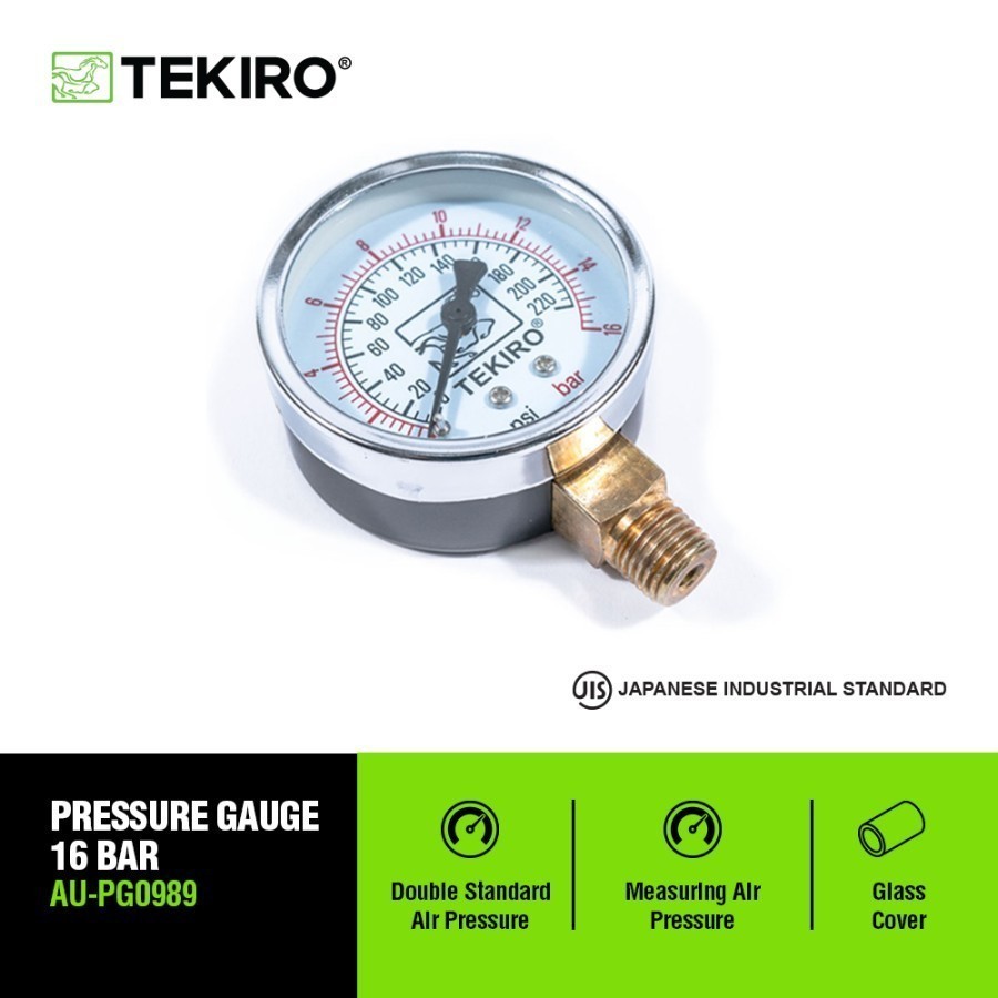 Jual TEKIRO PRESSURE GAUGE FOR COMPRESSOR 6 BAR / ALAT UKUR MANOMETER ...
