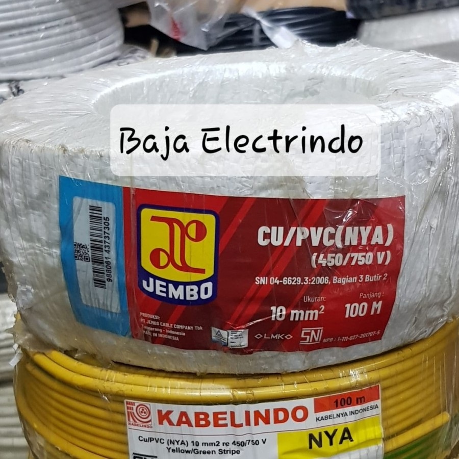 Jual Kabel Grounding Tunggal NYA 10mm Kabelindo/JEMBO @100m/50m ...