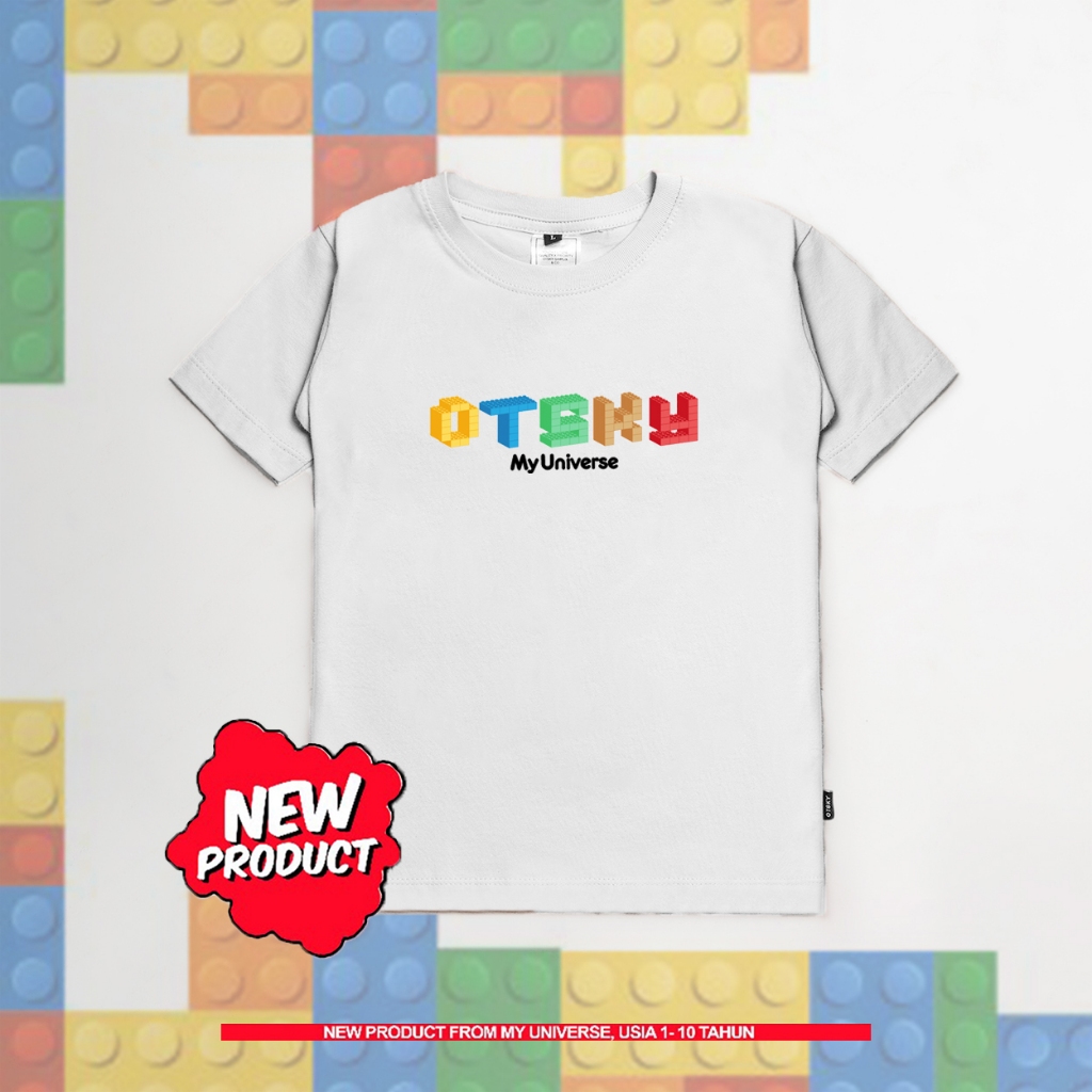 Jual Otsky X My Universe Kaos Anak Font Block White X YK005 Cotton 30s ...