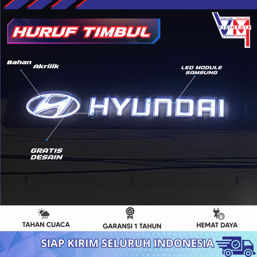 Jual Huruf Timbul Stainless Steel FULL LED Backlight Custom Letter Sign ...