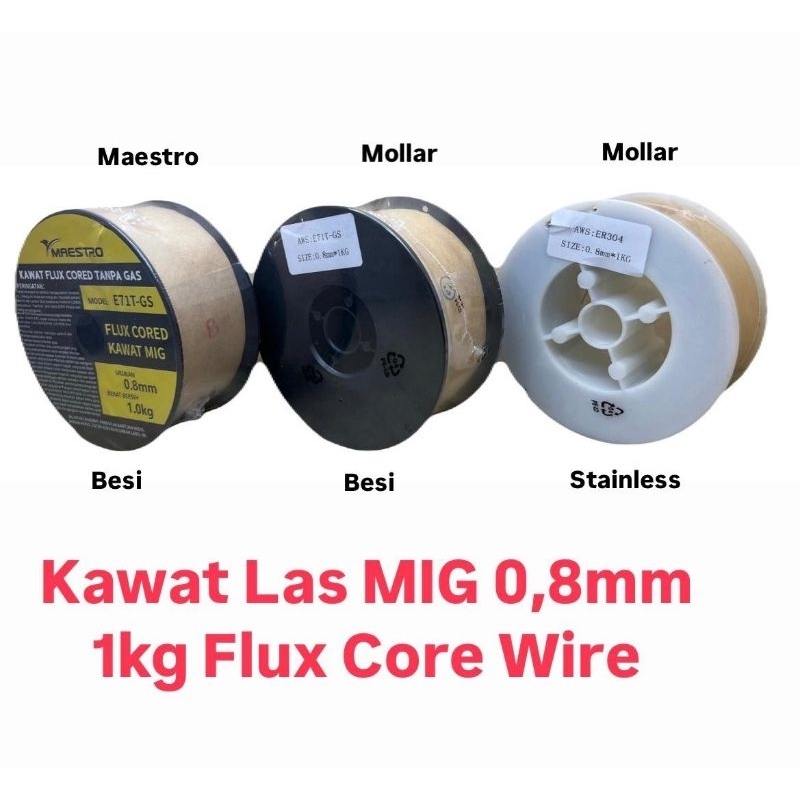 Jual Kawat Las MIG 1kg 0,8mm Flux Core Wire kawat las Tanpa Gas E71T-GS | Shopee Indonesia