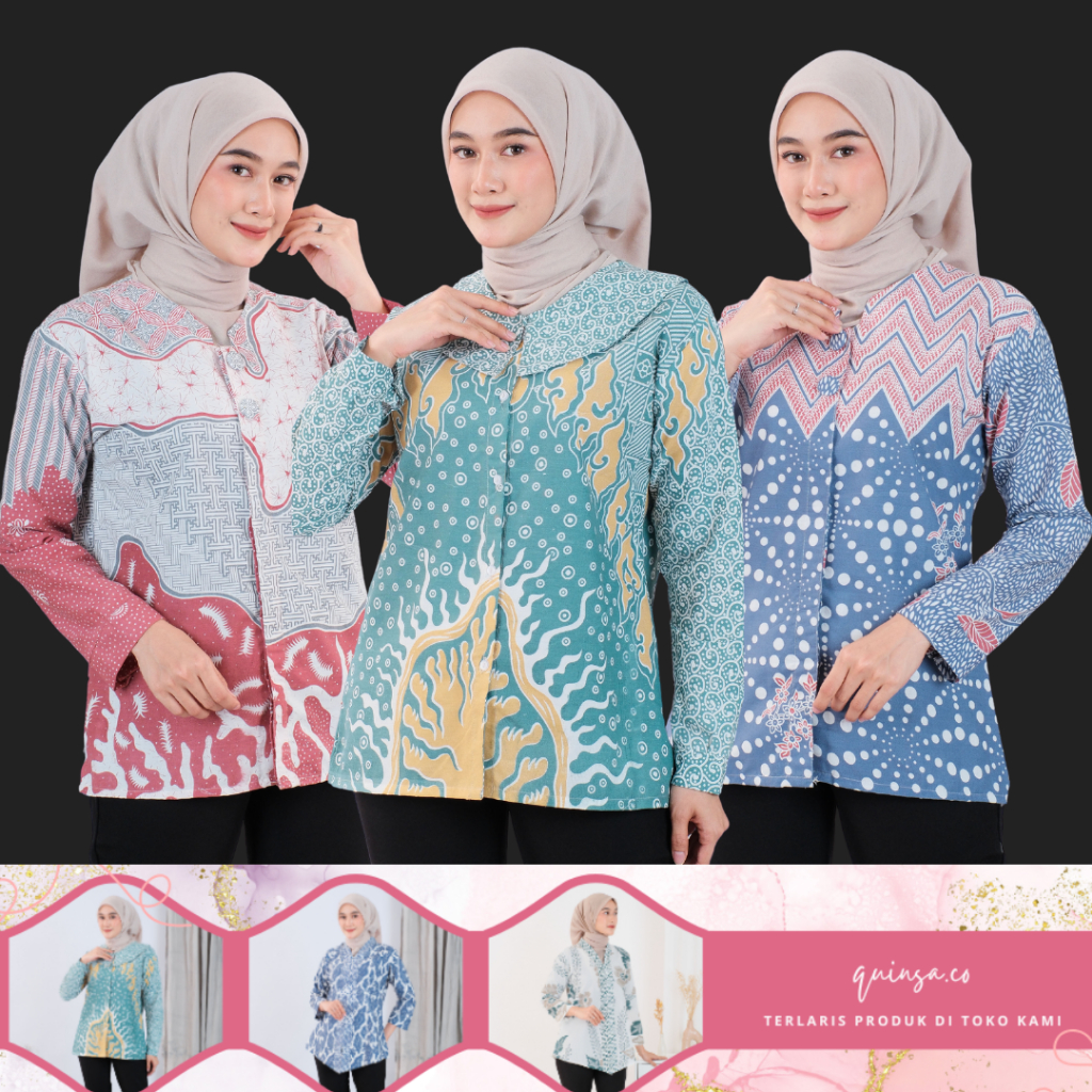 Jual Atasan Batik Wanita Ukuran M L XL XXL Modern Kerja Kantor Terlaris ...