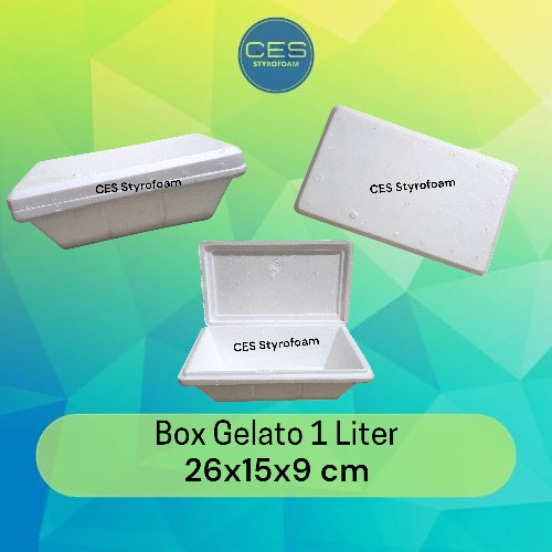 Jual Styrofoam Box 1 Liter 26x15x9 cm / Sterefoam Box Ice Cream Gelato ...