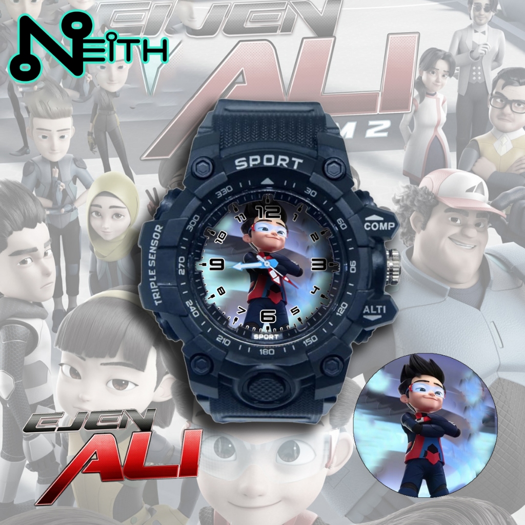 Jual Jam Tangan Sport Anak Terbaru Ejen Ali Strap Ruber Sporty Anti Air ...