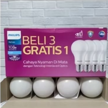 Jual PAKET ISI 4 LAMPU LED PHILIPS 10 WATT MYCARE MULTIPACK | Shopee Indonesia