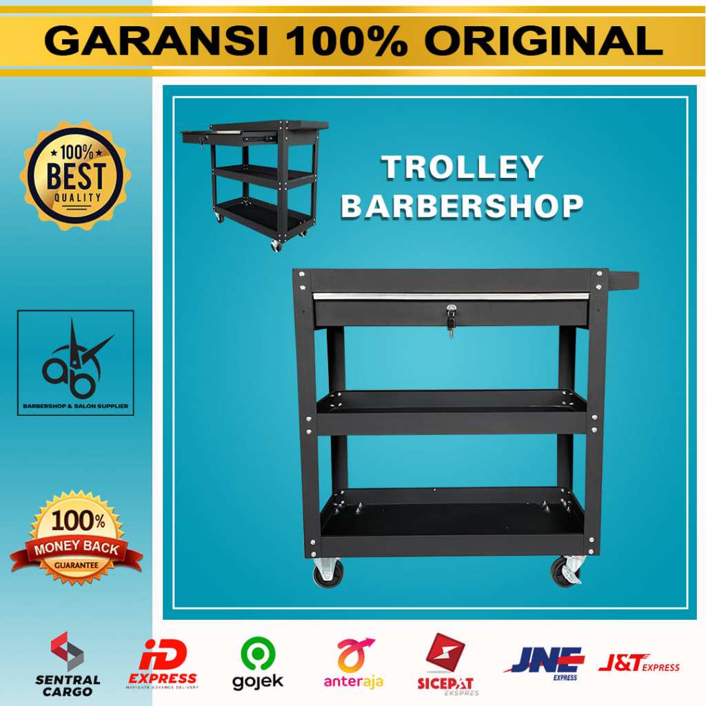 Jual Trolley Hitam TS-C003 Rak Partisi Hitam Salon Troli Dorong ...