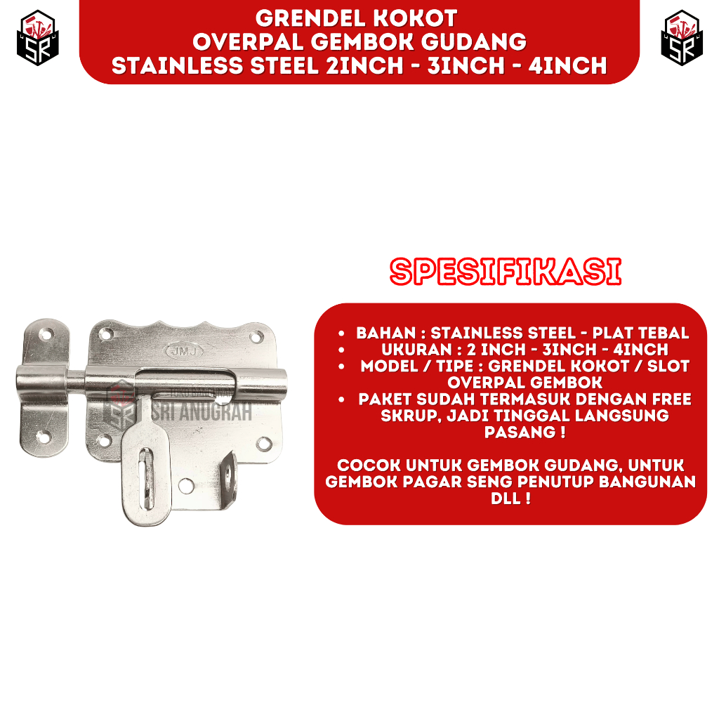 Jual Grendel Kokot Overpal Gembok Gudang Plat Tebal Stainless Steel 2 ...
