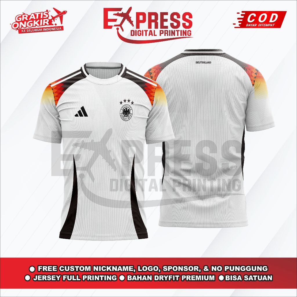 Jual JERSEY EURO JERMAN HOME 2024 FULL PRINTING TERBARU SPORT - DIGITAL PRINTING | Shopee Indonesia