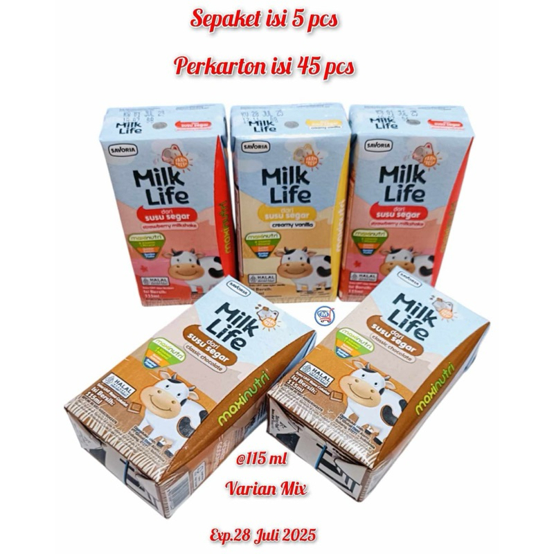 Jual SUSU MILK LIFE SEPAKET ISI 5 PCS @115ml TERMURAH | Shopee Indonesia