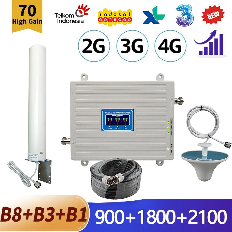 Jual Fullset PENGUAT SINYAL JARINGAN LTE TRIBAND SIGNAL BOOSTER 900 1800 2100 SINYA HP 4 G 5G ...