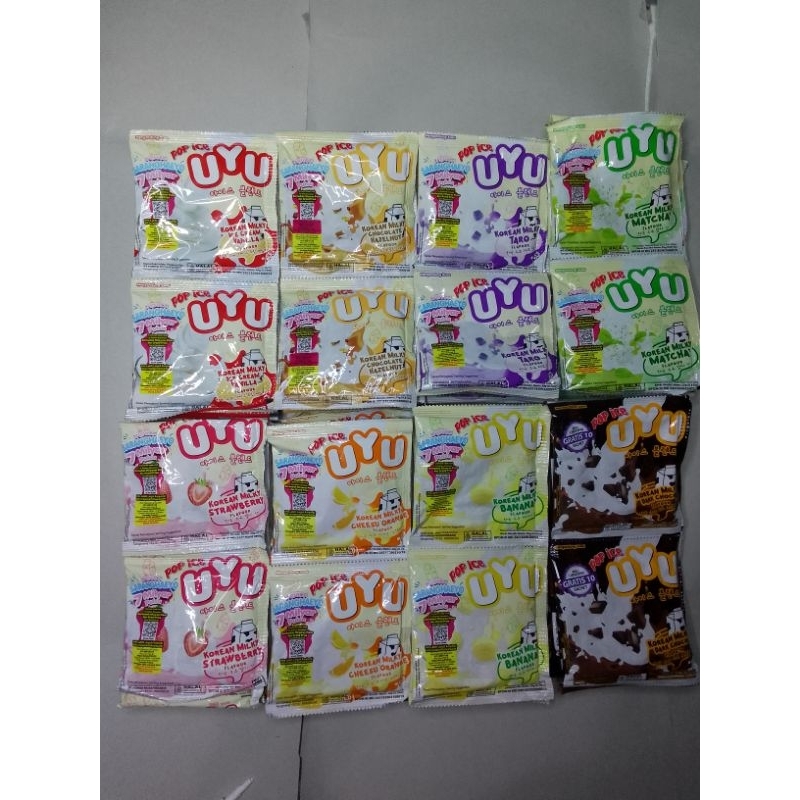 Jual (10) Pop Ice Uyu Milk Shake Powder 1 Renceng Isi 10 Sachet Minuman ...