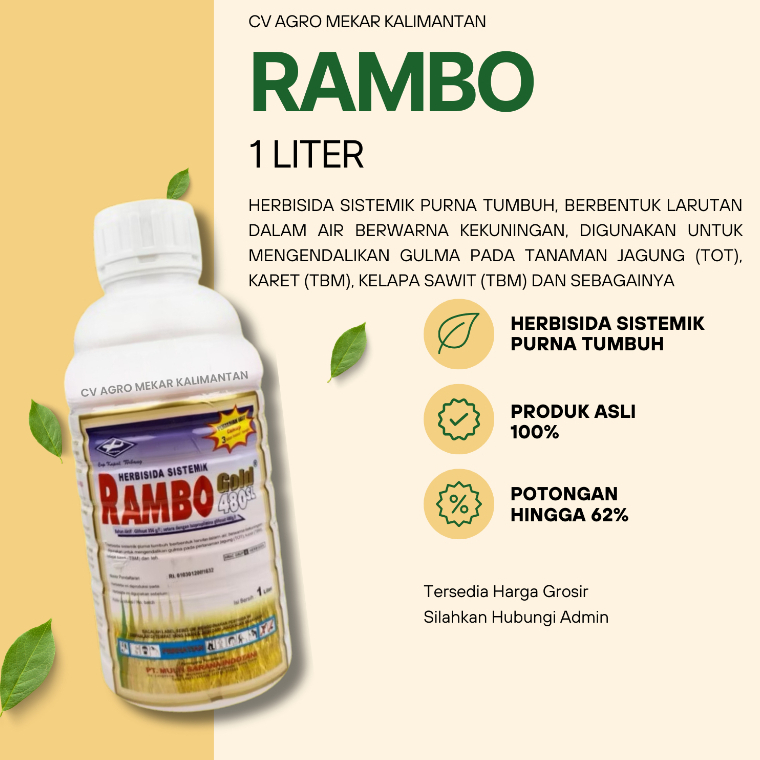 Jual Rambo GOLD 480 SL Herbisida Pembasmi Rumput dan Gulma 1 Liter ...