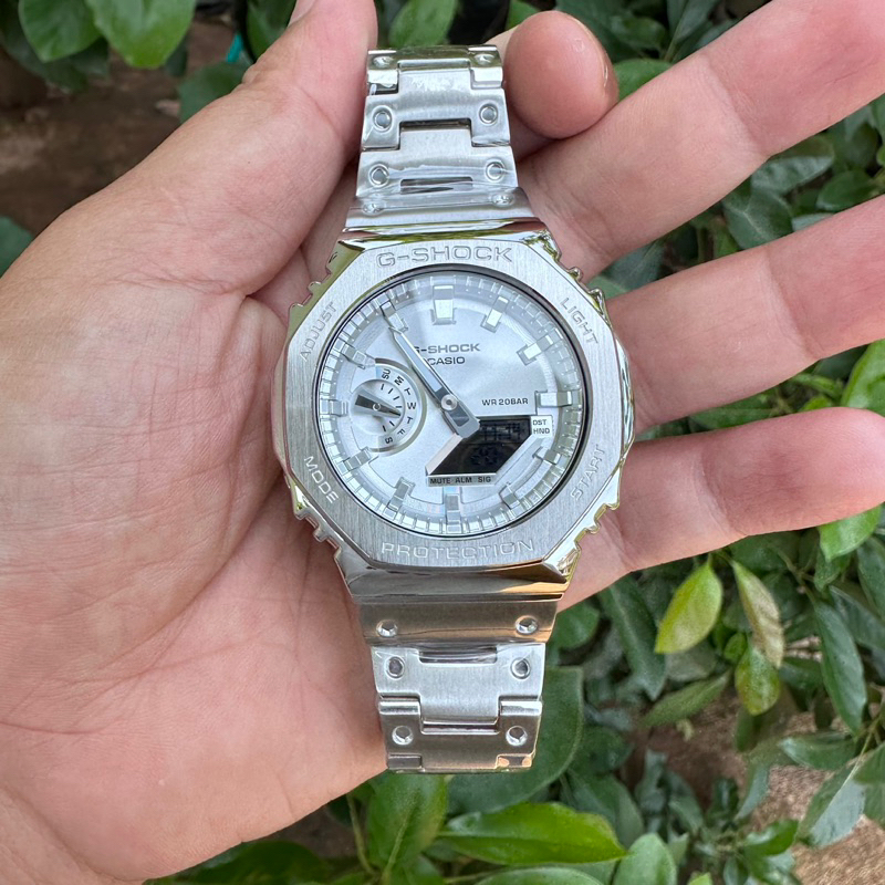 Jual casio ap casio oak silver casio gshock ga2100 custom silver steel gen 3 casio g-shock ga ...