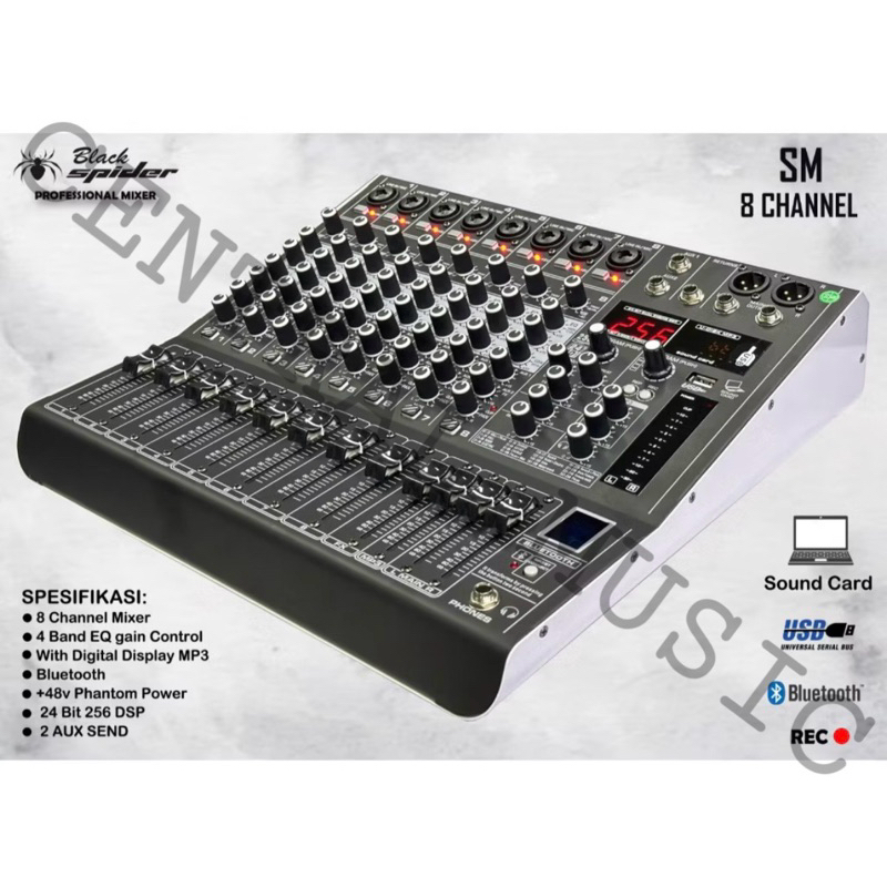 Jual MIXER AUDIO DIGITAL BLACK SPIDER SM 8 256-DSP ASLI HIGH QUALITY | Shopee Indonesia