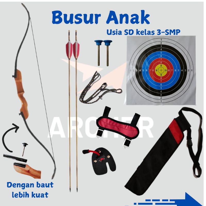 Jual Busur Panah Panahan Pemula Anak SD Recurve Paket Lengkap | Shopee Indonesia