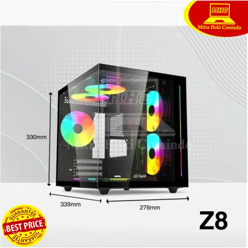 Jual CASING PC CASING KOMPUTER GAMING ENLIGHT Z8 BLACK 3 FAN RGB PC ...