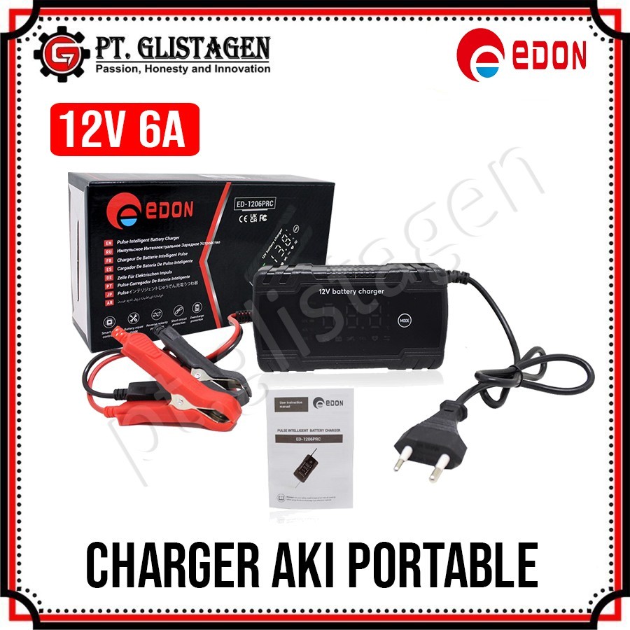 Jual Edon ED-1206PRC Charger Aki 12V 6A Carger Accu Digital Cas Baterai ...