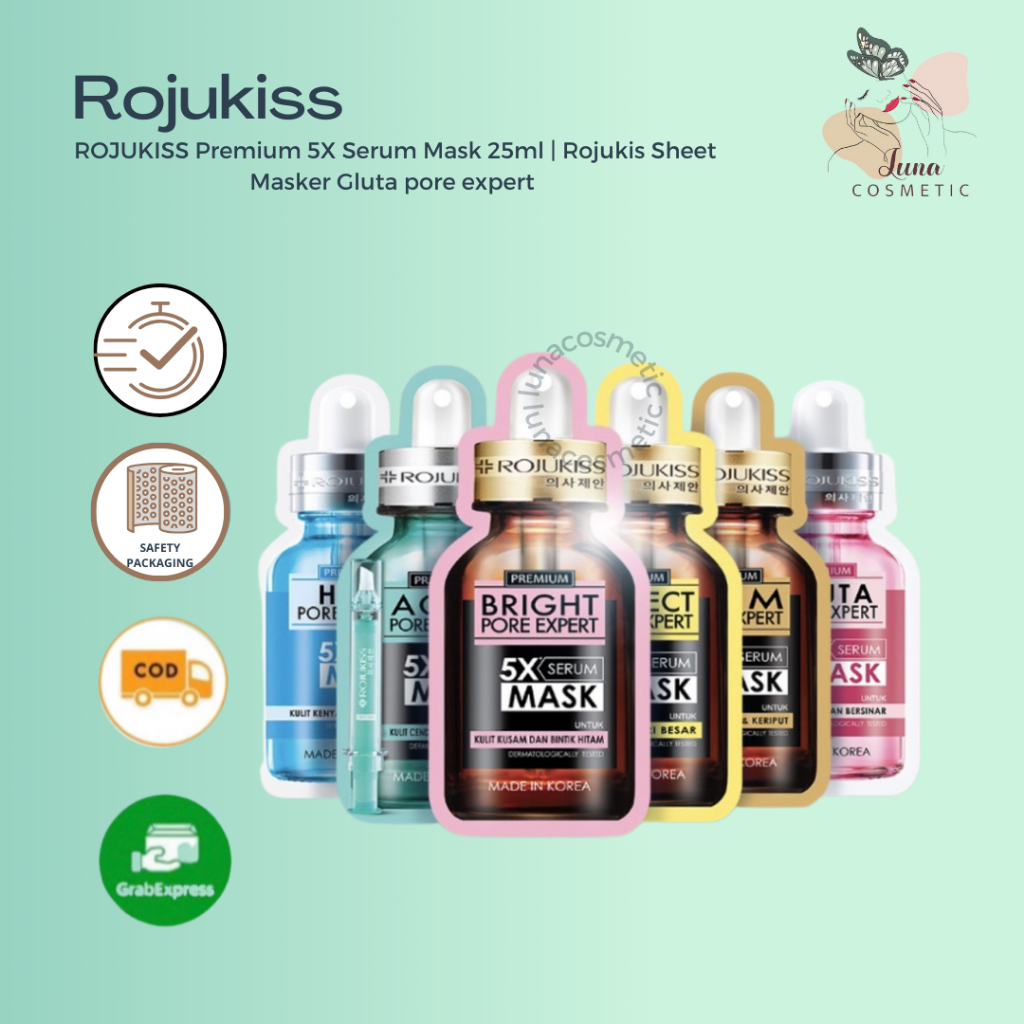 Jual ROJUKISS Premium 5X Serum Mask 25ml | Rojukis Sheet Masker Gluta ...