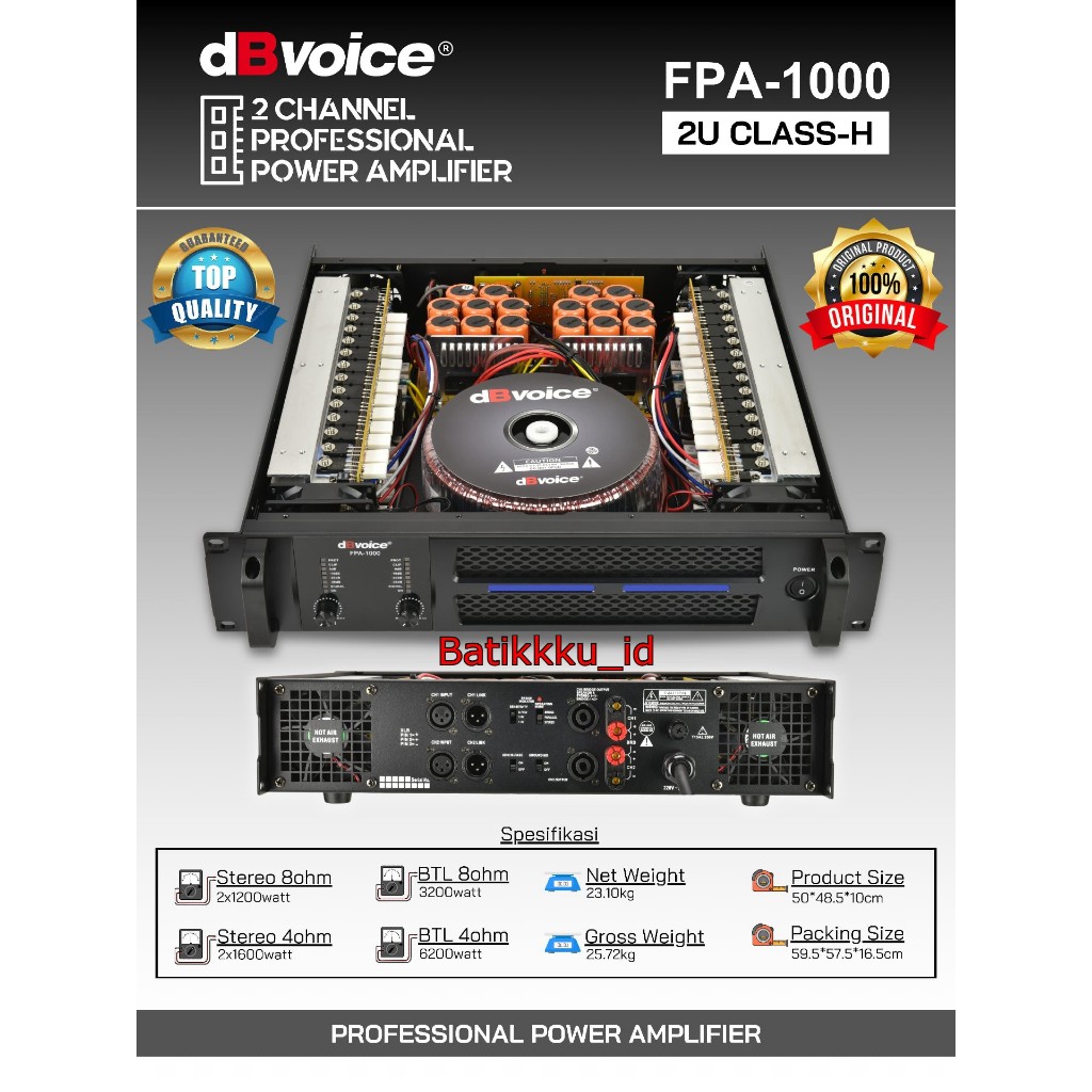 Jual Power dBvoice FPA 1000 FPA1000 Original 2 x 1200 Watt Class H 2Ch ...