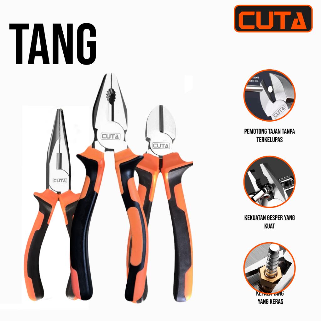 Jual CUTA Tang Set 3 Pcs CR-V 6 Inch Tang Kombinasi Tang Lancip Tang ...