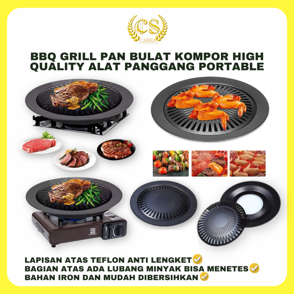 Jual CS Alat Panggangan BBQ Grill Pan Bulat Kompor High Quality Panggangan Portable Smokless ...