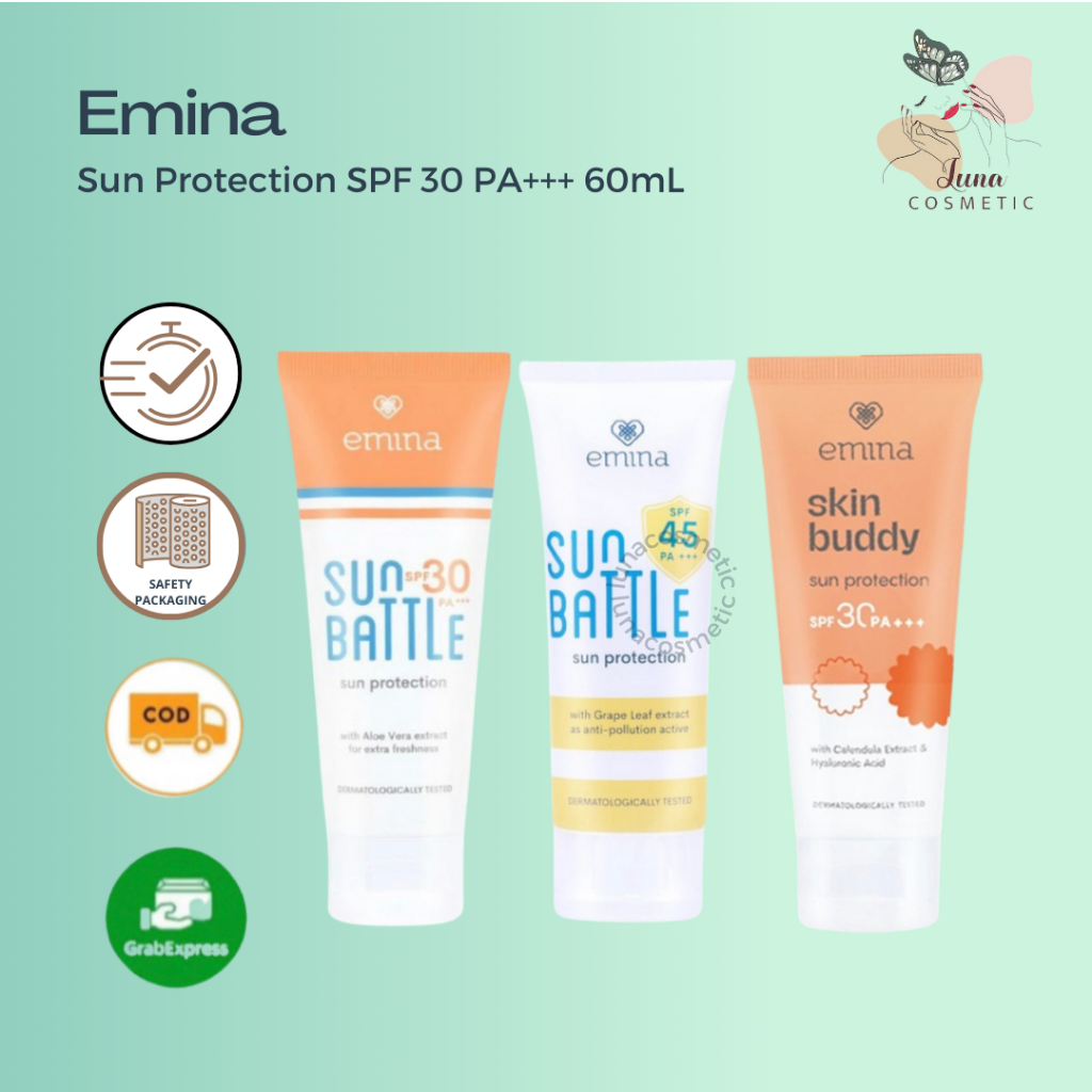Jual EMINA Sun Protection SPF 30 PA+++ 60mL | Emina Sun Battle SPF 45 | 30 PA+++ 30mL Sunscreen ...