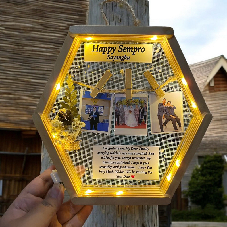 Jual READY STOK Hexa Flower in Frame FREE GIFTBOX + PENUTUP MIKA frame hexagonal hampers+hadiah ...